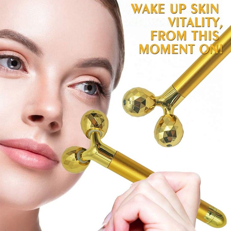 24k gold vibration slimming face rolling facial massage sticker ...