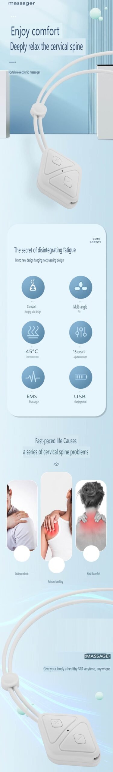 Hanging neck cervical spine massage instrument (battery models ...